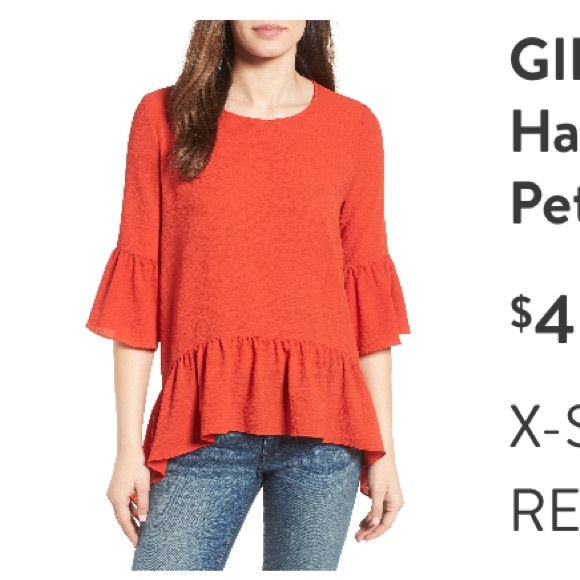 Tops | Red Peplum Ruffle Top | Poshmark